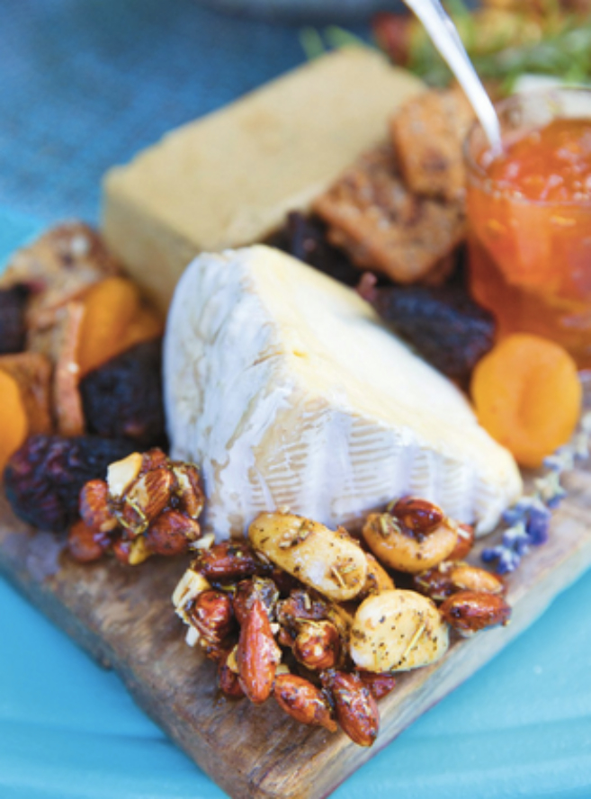 Cheese Board with Honey-Herb Candied Nuts